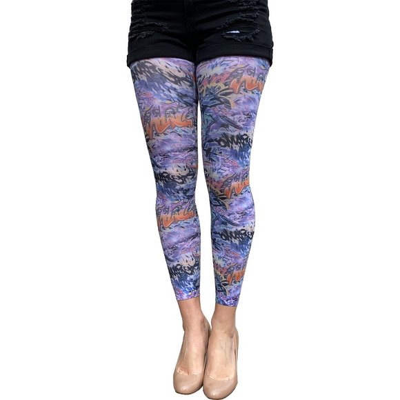 Malka Chic | Accessories | Graffiti Patterned Footless Tights Artist ...